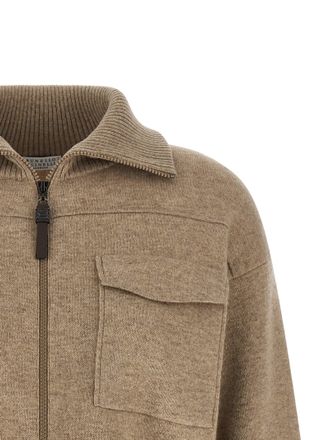 Brunello Cucinelli Wool Blend Cardigan - Beige