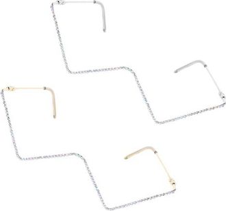 Valiclud PLAFOPE Lot de 2 Montures de Lunettes en M&eacute;tal Dor&eacute; et Argent&eacute; Forme Triangulaire V D&eacute;cor&eacute;e de Cristaux Montures sans Verres Scintillantes pour F&ecirc;tes 