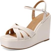 Queen Helena ZM11047 Sandales hautes avec plateau pour femme, beige, 37 EU
