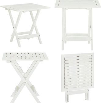 vidaXL Vidaxl - Bistrotisch Wei&szlig; 46x46x47 cm Massivholz Akazie - Holztisch - Gartenm&ouml;bel - Esszimmertisch - Balkontisch - Terrassentisch - Home & Living