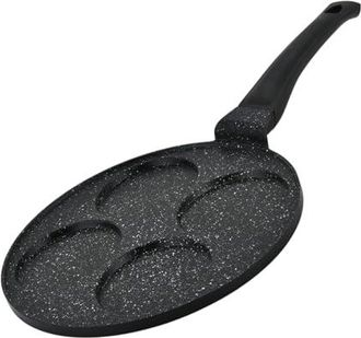 Herzberg HGCP264HO, Pfannkuchen- und Pfannkuchenpfanne aus Marmor mit Antihaftbeschichtung, 4 Stellen, ideal für gesundes Kochen, kratzfest, leicht zu reinigen