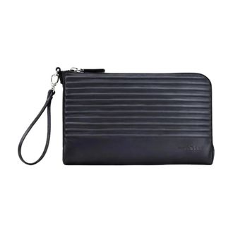 John Richmond Pochette avec d&eacute;tails c&ocirc;tel&eacute;s et dragonne - Homme - Sacs - Noir - Taille: ONE Size