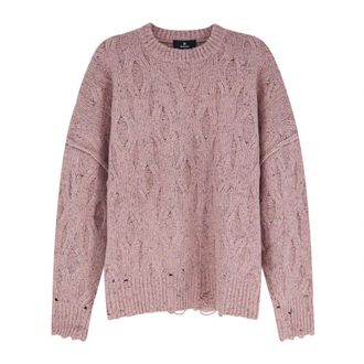 Represent Gerippter Rundhals-Pullover mit Zopfmuster - - Knitwear - Herren - Rosa - S