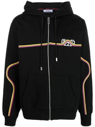 GCDS hoodie zippé à logo - Noir
