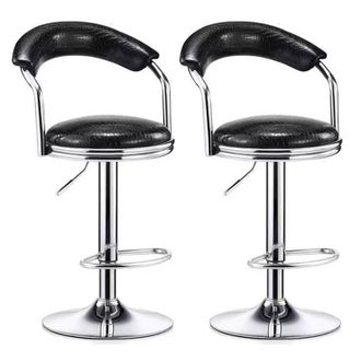 Generic Drehbare, H&ouml;henverstellbare Barhocker (2Er-Set) mit R&uuml;ckenlehne, Metallgestell, Sitzkissen Aus Pu und Fu&szlig;st&uuml;tze f&uuml;r Tresen und Bartheken (60-80 cm)