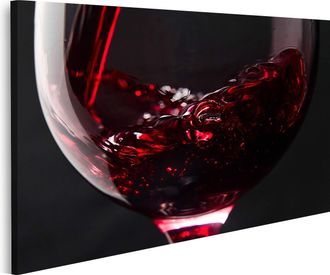 Islandburner Bild auf Leinwand Rotwein Weinglas Schwarzer Hintergrund 2 Bilder Wandbilder Poster