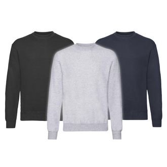 Fruit Of The Loom Herren Classic Set In Sweat, 3 Pack Sweatshirt, Mehrfarbig (Black/Heather Grey/Deep Navy 26), XX-Large (Herstellergr&ouml;&szlig;e: 2XL) (3er Pack)