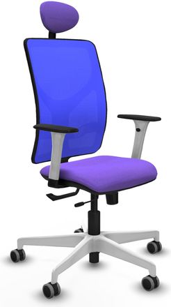 Piqueras y Crespo Schreibtischstuhl mit Rollen aus Gummi, mit wei&szlig;en und schwarzen Armlehnen, h&ouml;henverstellbare Lendenwirbelst&uuml;tze und festes Kopfteil, ausgestattet mit