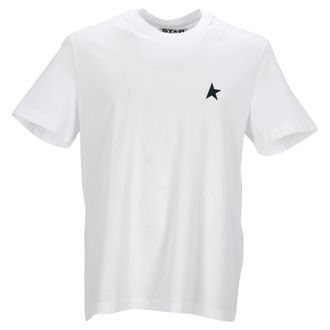 Golden Goose Wei&szlig;es T-Shirt mit kontrastierendem gr&uuml;nem Logo und Stern