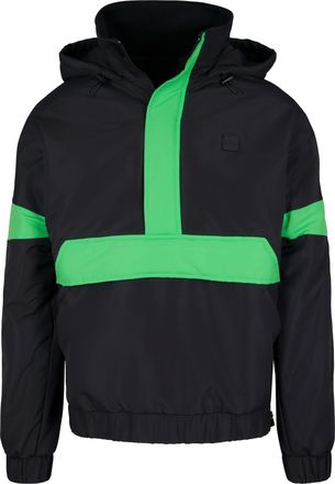 Urban Classics Herren Windbreaker 3-Tone Mix Pull Over Jacket Jacke, Mehrfarbig (Black/Neon Green 01191), Small (Herstellergr&ouml;&szlig;e: S)