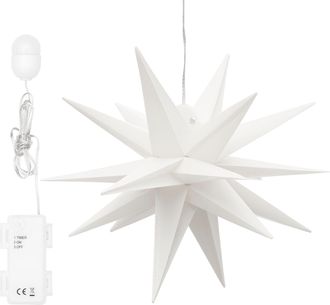 Bonetti 3D Leuchtstern inkl. warm-weißer LED Beleuchtung | für Innen und Außen geeignet | hängend | 100 cm Zuleitung (weiß, ca. Ø 25 cm (batteriebetrieben))