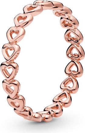 Pandora Gereihte Herzen Ring in Roségold mit 14 Karat rosévergoldete Metalllegierung Moments Collection, Größe 52