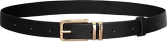 Grace Karin Ceinture classique en cuir synthétique pour femme - Ceinture moyenne - Élégante ceinture traditionnelle pour robes et jeans - Avec boucle dorée, Noir,