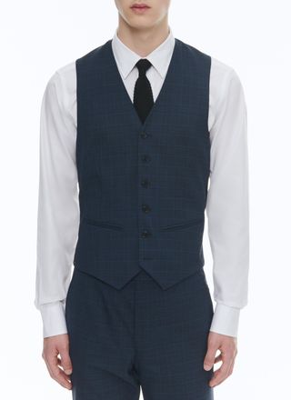 Fursac Gilet en toile de laine Prince de Galles - Taille 44 - Homme