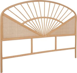 Sweeek Kopfteil aus nat&uuml;rlichem Rattan und Rohrgeflecht, helles Holz - Tomia