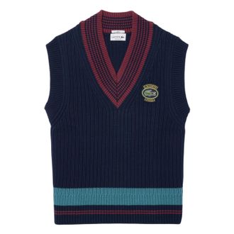 Lacoste Pullover-Weste f&uuml;r Herren/Damen Unisex, Jerseyware, Regul&auml;r (Marine)