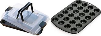 Original Kaiser Original Kaiser Inspiration Kuchenblech mit Deckel 42 x 29 x 4 cm & Inspiration Mini Muffinform für 24 Muffins, Muffin Backblech klein 38 x 27 cm, Min