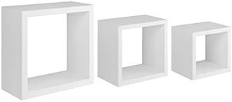 Homemania HOMSAN_088 Regal, Rubik, Wanddekoration, Schlafzimmer, Büro-MDF, weiß, 35 x 35 x 15,5/25 x 25 x 15,5/20 x 20 x 15,5 cm