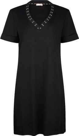 Liu Jo Femme, Robes, Noir, Taille: 42 FR Abito corto occhielli decorativi