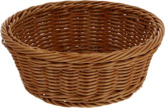 BESPORTBLE Simulierter Rattan Korb Rund Geflochtenes Aufbewahrungsk&ouml;rbchen aus Robustem PP Vielseitiger Lebensmittel organizer f&uuml;r Brot Snacks Obst Leicht und Pr