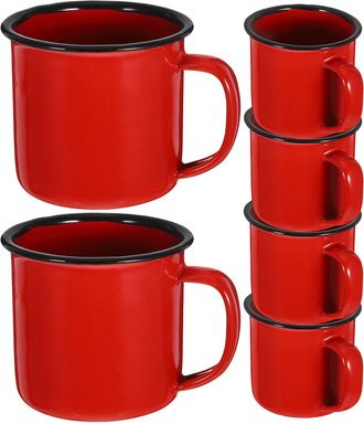 Cabilock 6-Teiliges Retro-Emaille-Tassenglas Espressotassen Weingläser-Set Outdoor-Set Kleine Vintage-Eisenbecher Lagerfeuerbecher Getränkebecher Emaille-Beche