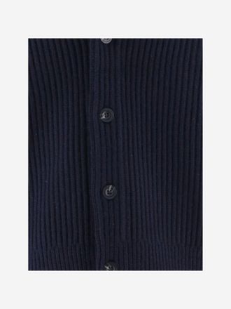 Vince Ribbed Merino Wool Cardigan - Navy