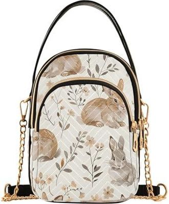 Mnsruu Sac à bandoulière pour femme, lapins, fleurs de la forêt, sac à main, petit sac à bandoulière avec sangle réglable