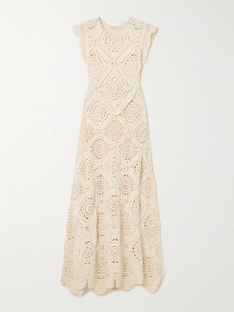 Ulla Johnson Robe Longue En Coton Crocheté Annalisa - Crème