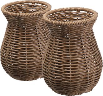 SOLUSTRE 2stücke Geflochtene Kunststoffvase Für Blumen Handgefertigte Dekovase Rustikale Vase Für Innenräume Bauernhausdekorvase Korbvase Für Heimdekoration