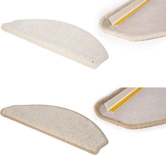 Andiamo Luxor Living Stufenmatten Premium Volterra Treppenmatten robust pflegeleicht Innen Schurwolle, Farbe: Creme, Gr&ouml;&szlig;e:15-teiliges Set