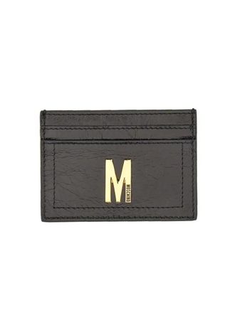Moschino Portemonnaie - Card Holder With Gold Plaque - Gr. unisize - in Grau - für Damen