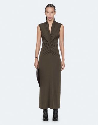 AllSaints robe Dariya en kaki d&eacute;lav&eacute;-Marron