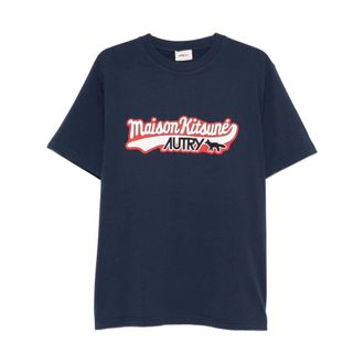 Maison Kitsun&eacute; Varsity Tee-Shirt - - Tops - Herren - Blau - XS