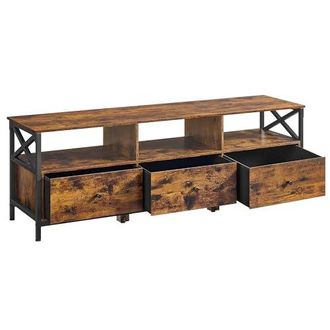 Vasagle Meuble TV pour T&eacute;l&eacute;vision jusqu&agrave; 65 Pouces, Support T&eacute;l&eacute;, 3 Tiroirs en Tissu, 3 &Eacute;tag&egrave;res, 147 x 40 x 50 cm, Salon, Chambre, Cadre en Acier, Marron Rus