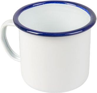 Garcia de Pou 6 Stück - Tassen Enamelware, 500 ml, Ø 9 x 9 cm, Weiß, emailliertes Eisen