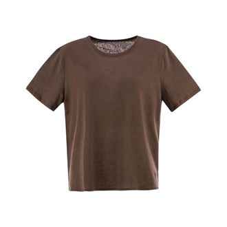 Majestic Filatures Basic Crew-Neck T-Shirt - - Tops - Damen - Braun - L