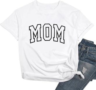 Generic T-shirt d&eacute;contract&eacute; et tendance pour femme - Coupe ample - Lettre d&eacute;t&eacute; - Pour la f&ecirc;te des m&egrave;res - Pour sortir le printemps - T-shirts mignons pour fem