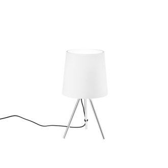 Luce-Ambiente-Design Marley Table Lamp in Silver Metal with White Aluminum Lampshade