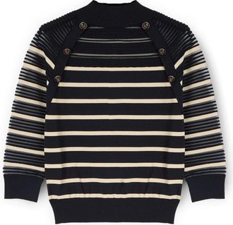 Motivi Femme, Pulls, Bleu, Taille: 38 FR Haut Tricot Semi-Transparent &agrave; Rayures