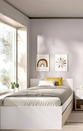 Dmora Einzelbett Ziolera, Struktur des Lagerbetts, Sommier mit Abdeckung, Bettrahmen aus Stoff, 96x195 h67 cm, Wei&szlig; und Eiche