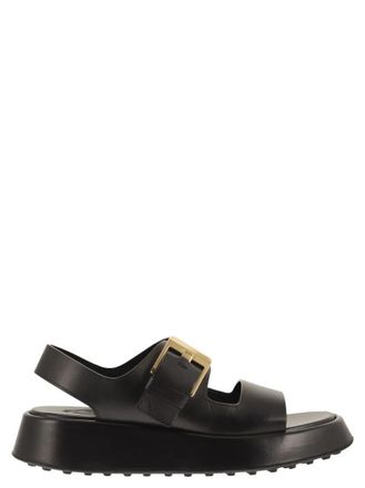 Tod's Tods Sandalen - Calfskin Leather Sandal With Custom Metal Buckle - Gr. 36,5 (EU) - in Schwarz - f&uuml;r Damen