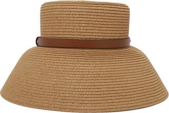 Max Mara unisex, Accessoires, Beige, Taille: 58 CM Chapeau &agrave; larges bords avec logo en m&eacute;tal