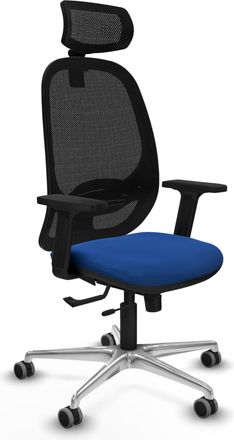 Piqueras y Crespo Schreibtischstuhl mit Rollen aus Parquet Cilanco mit 2D-Armlehnen, h&ouml;henverstellbare Lendenwirbelst&uuml;tze und h&ouml;henverstellbares Kopfteil, Schwarz / Bla