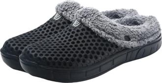 Yardwe Pantoufles Doubl&eacute;es Chaudes Dint&eacute;rieur pour Hommes en Coton &Eacute;pais Antid&eacute;rapantes Semelle Renforc&eacute;e Noir Taille 42 Usage Chambre Hiver