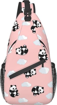 AOOEDM Panda und Bambus Umhängetasche, Crossbody Rucksack Schulter Brusttasche für Damen Herren Outdoor Reisen Wandern Tagesrucksack