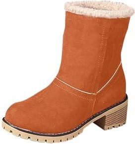 Generic Bottes de neige pour femme doubl&eacute;es en polaire - Chaudes - &Eacute;l&eacute;gantes - Couleur unie - Talon &eacute;pais - Antid&eacute;rapantes - Confortables - &Agrave; enfiler - Pour l