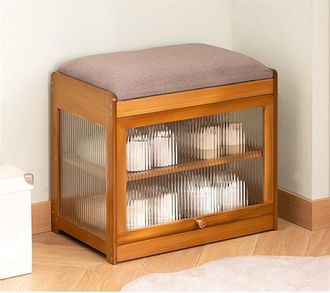 Generic Holzaufbewahrungsbank, Kleine Schuhbank, Weiches Kissen Für Den Schlafzimmer Flur Im Wohnzimmer, Für Eingangseingang, 2 -stufige Schuhstangeschrank, S