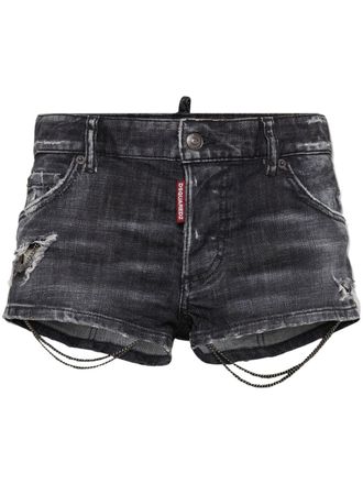 Dsquared2 Jeans-Hotpants mit Kettenriemen - Schwarz