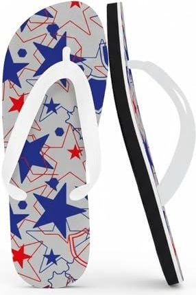 Generic Tongs l&eacute;g&egrave;res pour femme avec &eacute;toiles grises, rouges et bleues, &Eacute;toiles grises, rouges et bleues, XX-Large