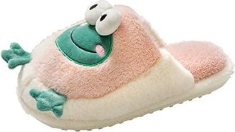 Generic Pantoufles pelucheuses pour femme - Pantoufles dautomne et dhiver - Int&eacute;rieur et ext&eacute;rieur - Confortables - Grenouille - Antid&eacute;rapantes, rose, 38 EU